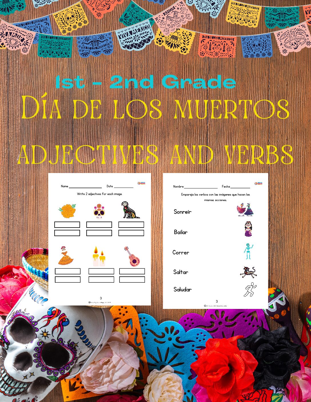 Day of the Dead Adjectives and Verbs - Smile Big Dream Bigger