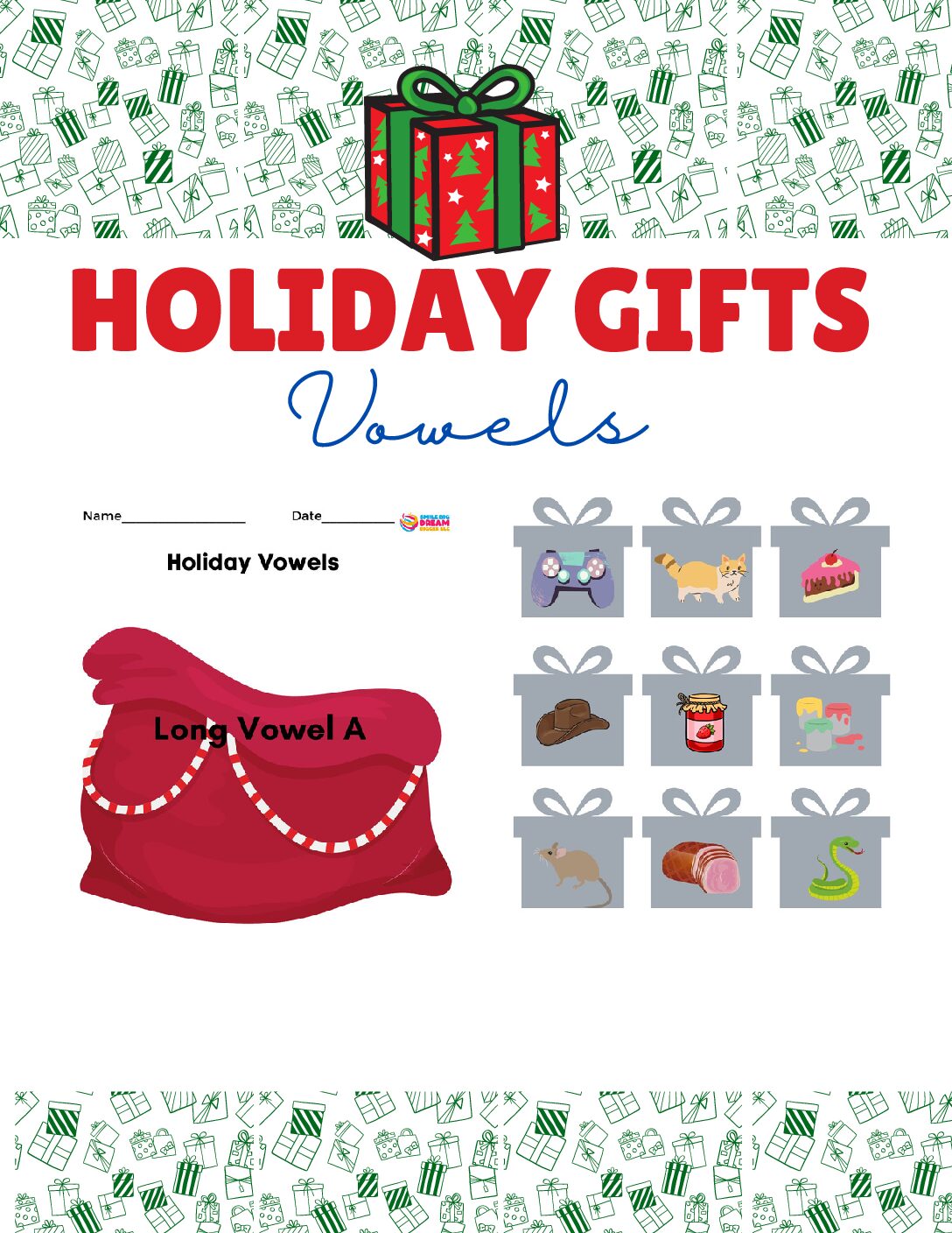 Holiday Gifts Vowels - Smile Big Dream Bigger